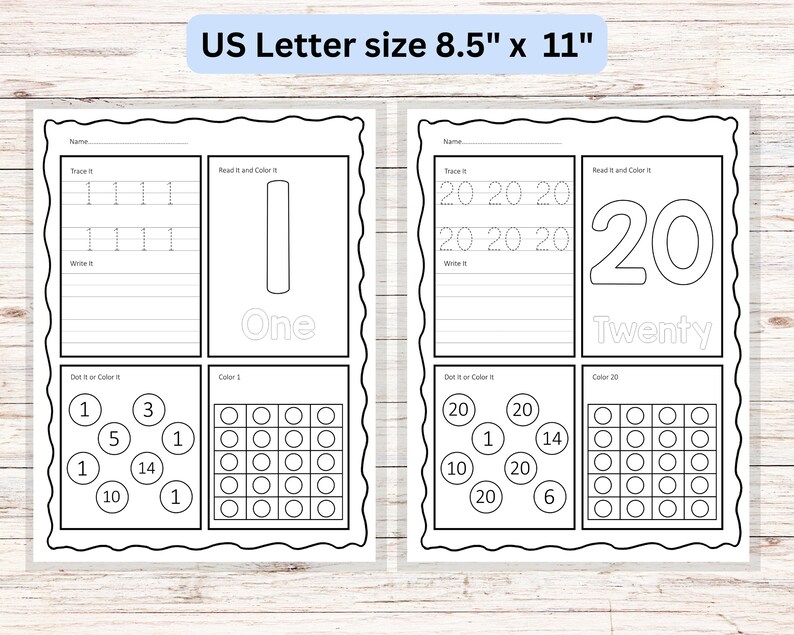1 - 20 Number Recognition Preschool Printable Worksheet | Kindergarten ...