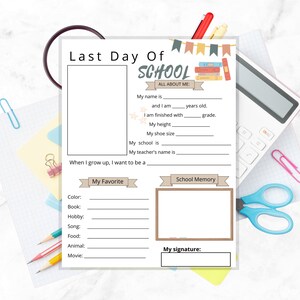 School Memory Keepsake: First & Last Day Interview (printable) - Etsy