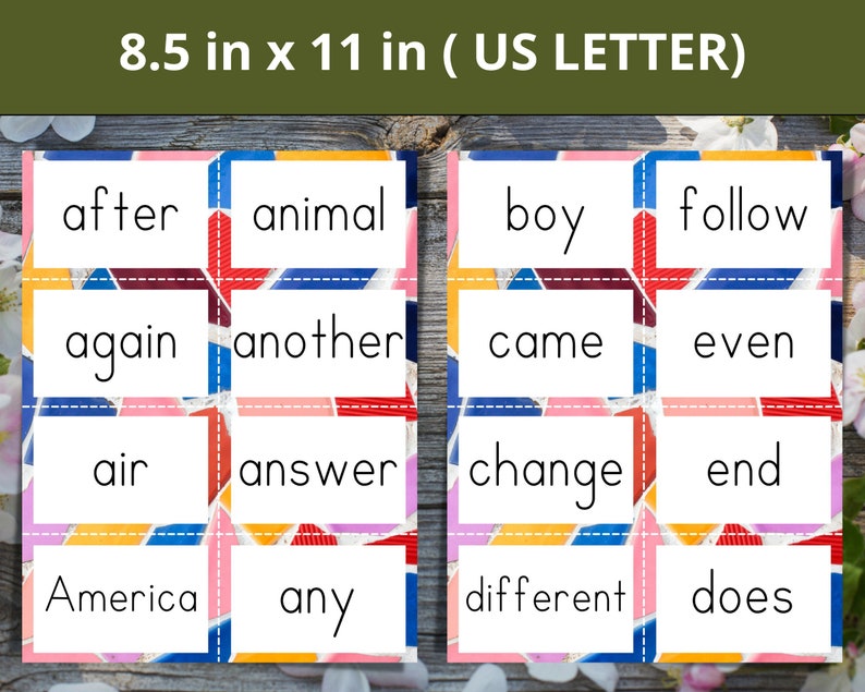 100 Fry's Sight Word Flashcards Digital Download | Kindergarten Sight ...