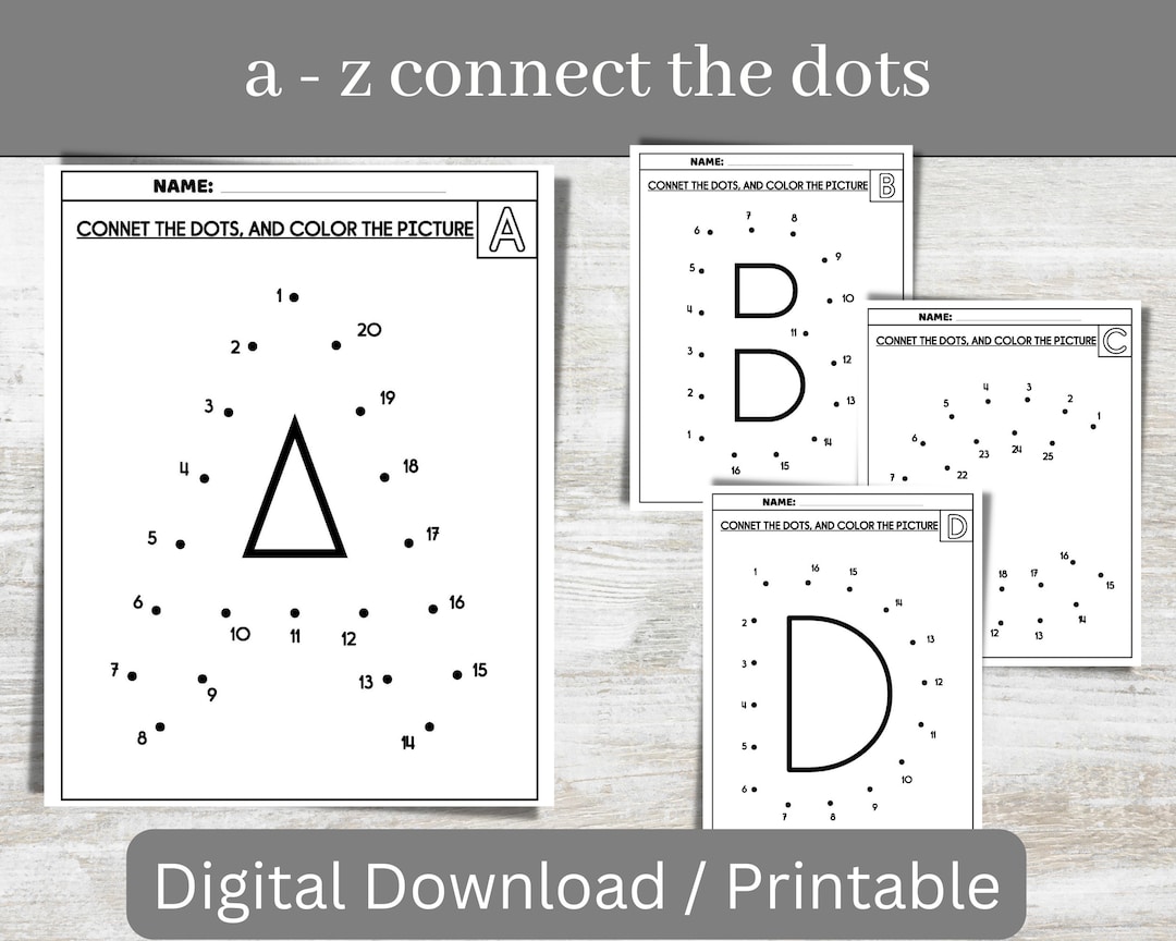 Preschool Alphabet Connect the Dots Worksheets (digital Download) - Etsy