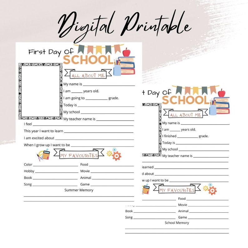 First and Last Day of School Printable Back to School - Etsy