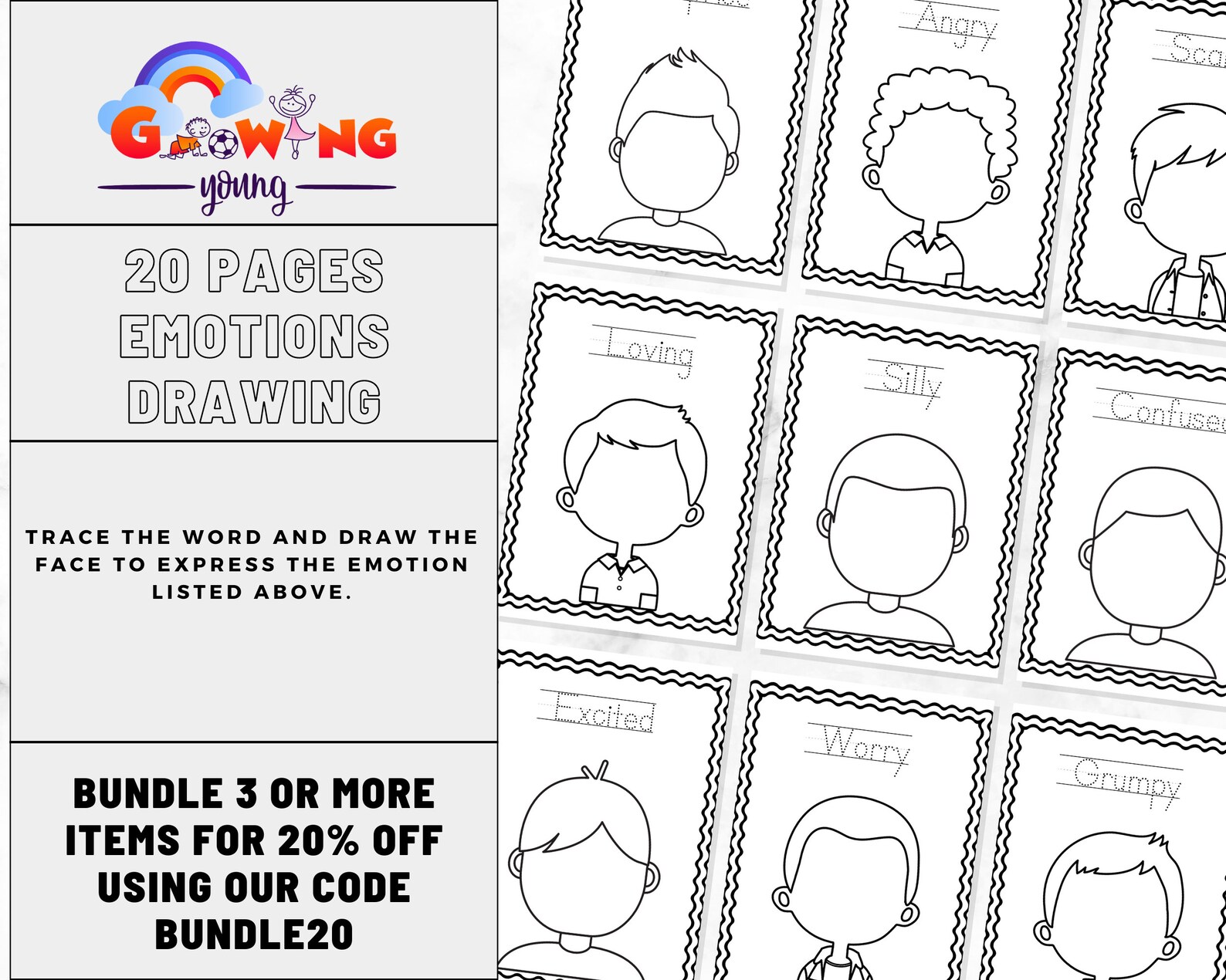 Emotion Drawing Face Worksheet Emotion Printable Worksheet Feeling ...