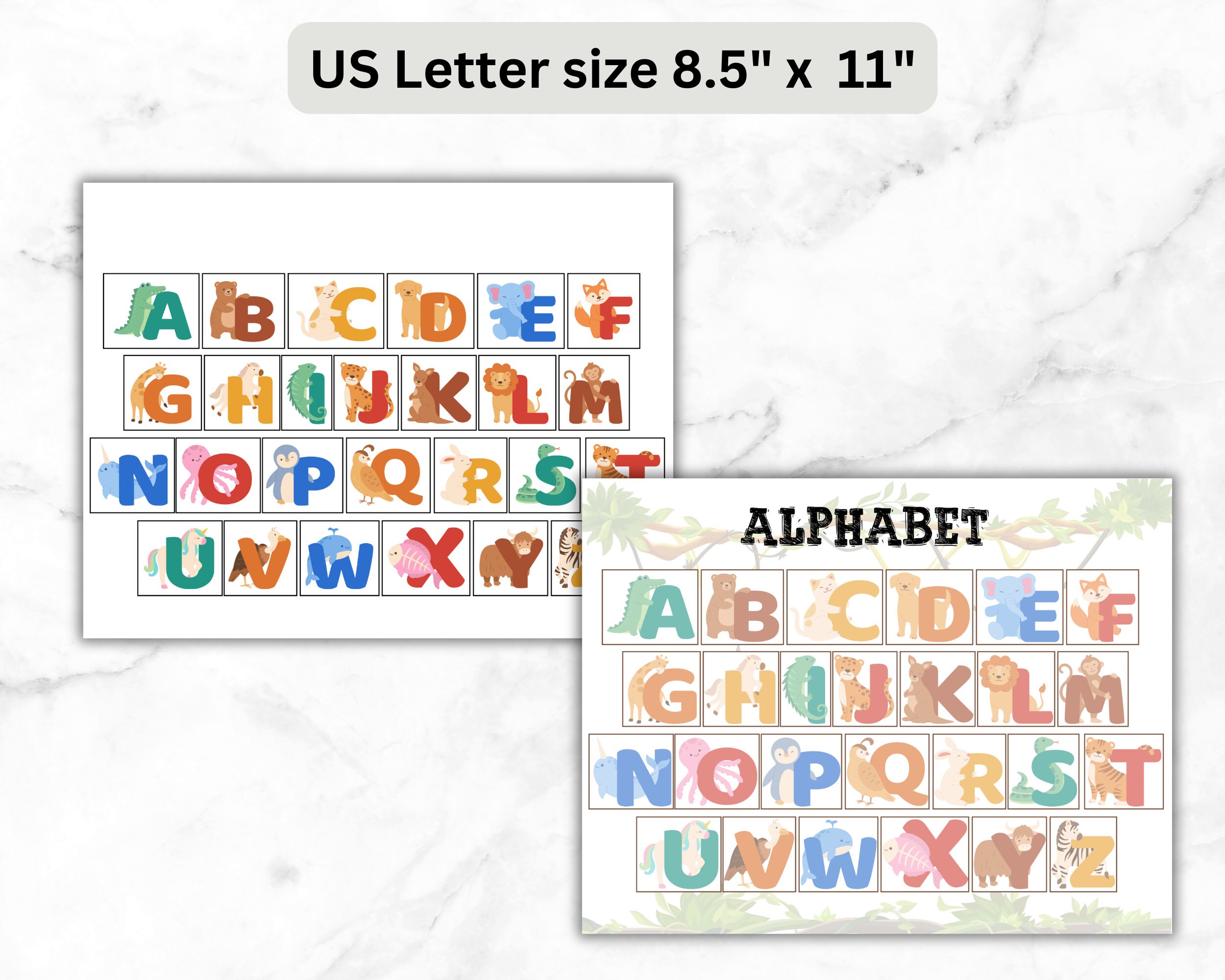 Jungle Alphabet Matching Activity: Cut & Paste Printable (digital ...