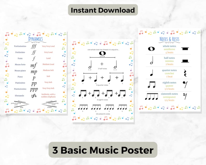 Music Basic Symbols Poster | Identify Music Symbols | Beginner Music ...