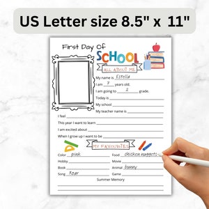 First and Last Day of School Printable, Back to School Questionnaire ...