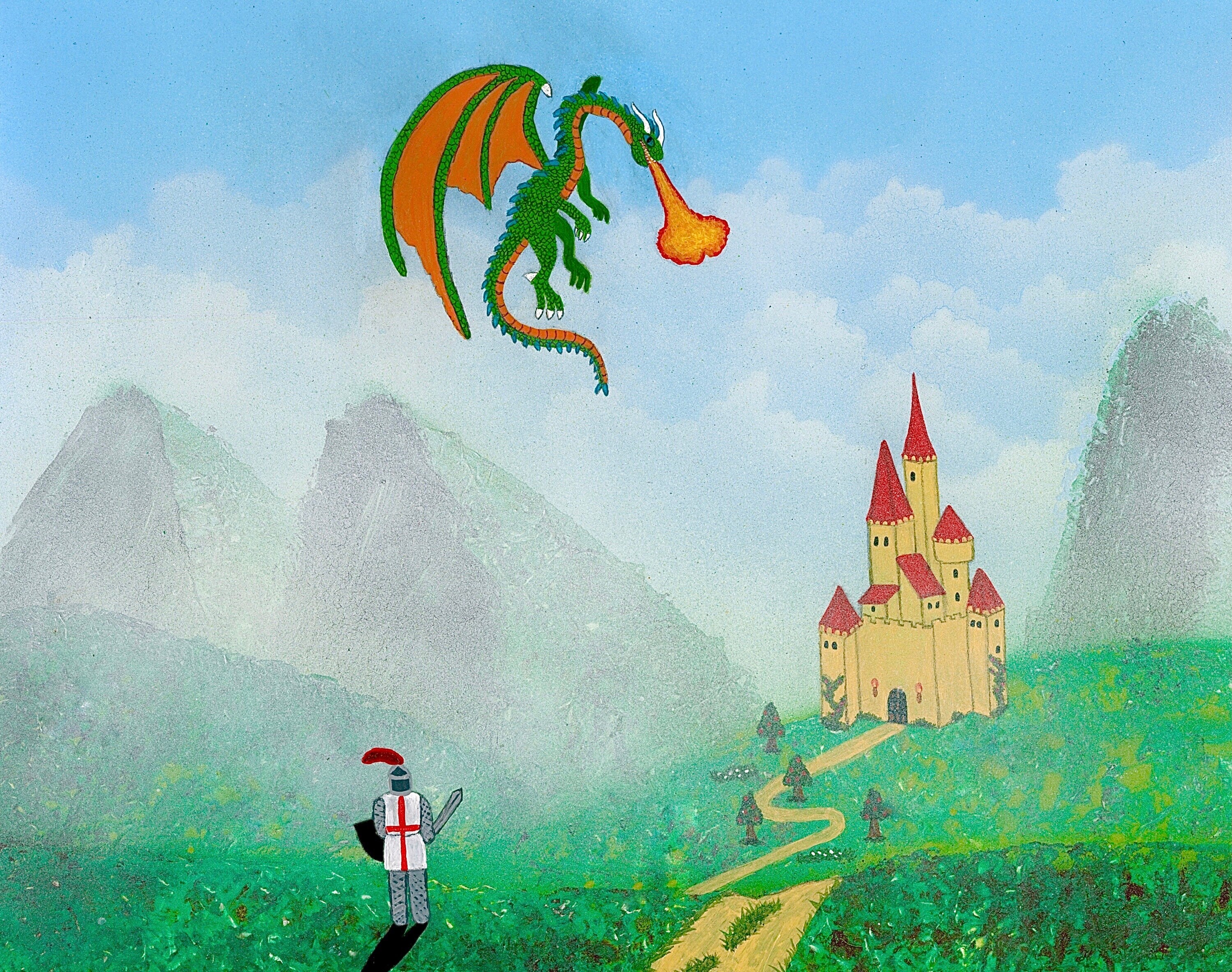 Knight and Dragon Mixed Media Wall Art - Etsy