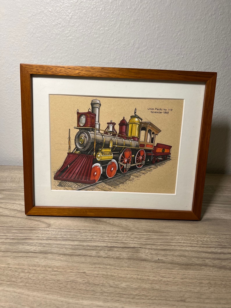 6” X 8” Union Pacific No. 119 Steam Locomotive Print - Hand Drawn ...