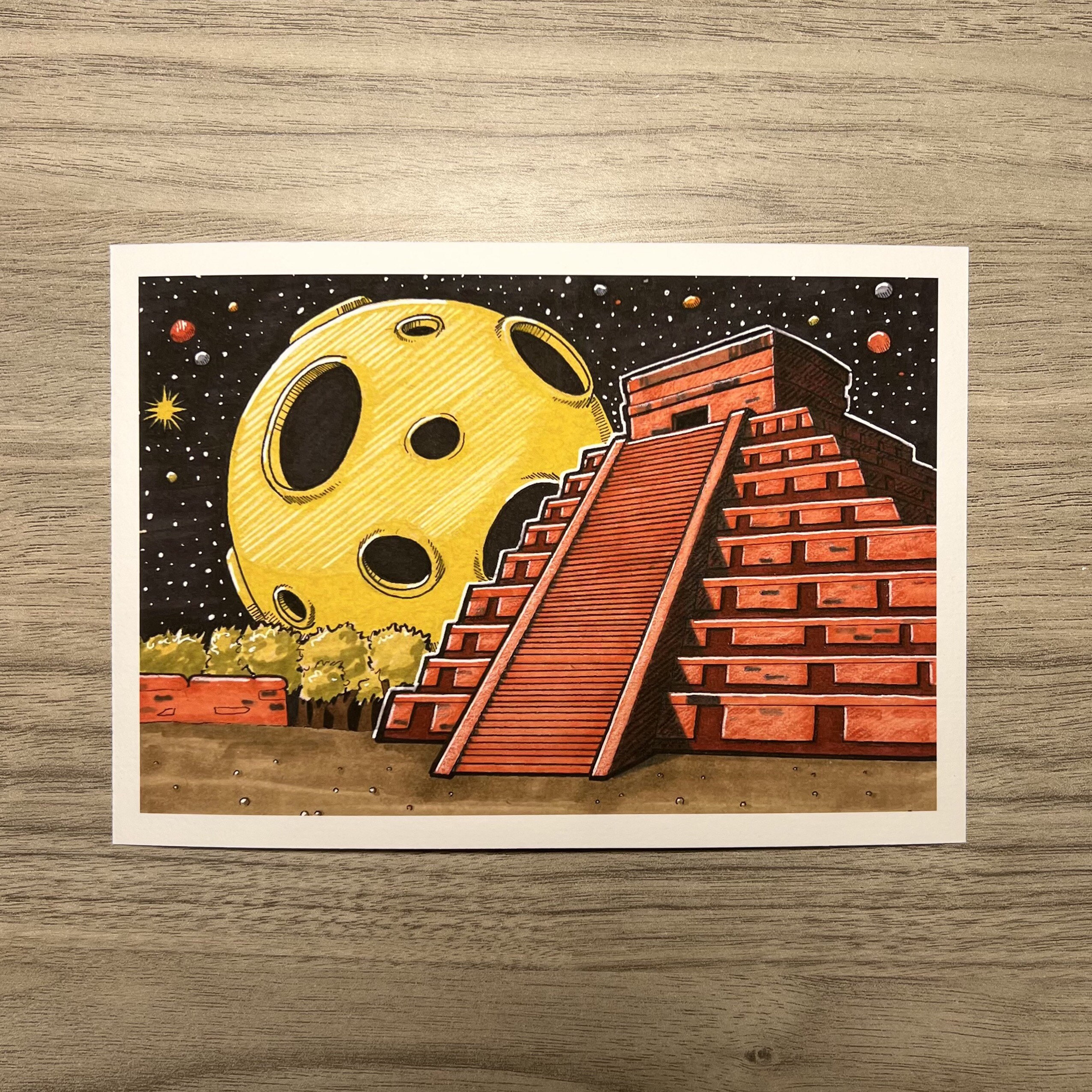 4” X 6” “ancient Ruins - Chichen Itza” Print - Hand Drawn, Drawing ...
