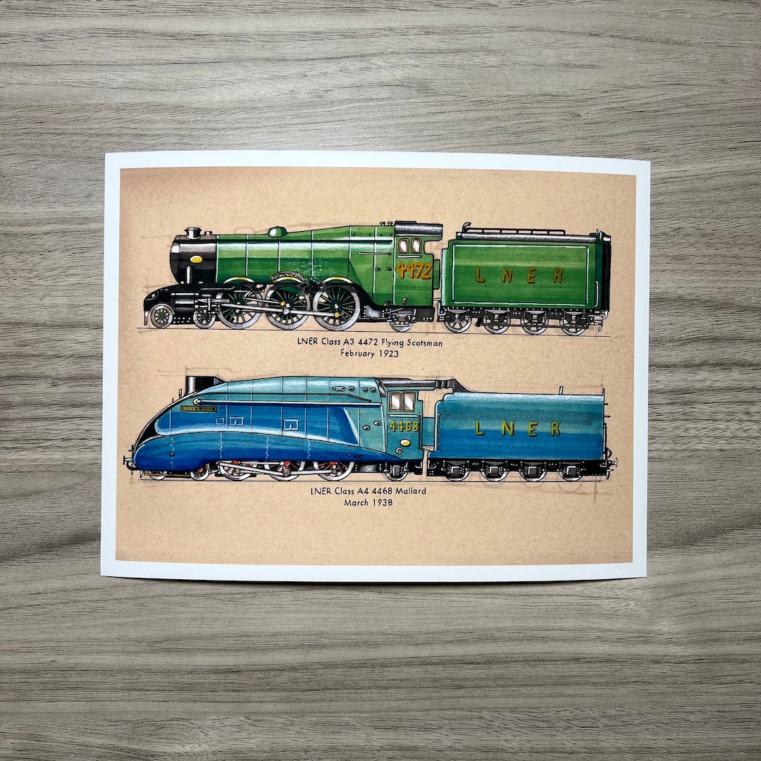 6 X 8 LNER Class A3 4472 Flying Scotsman & LNER Class A4 5568 Mallard ...