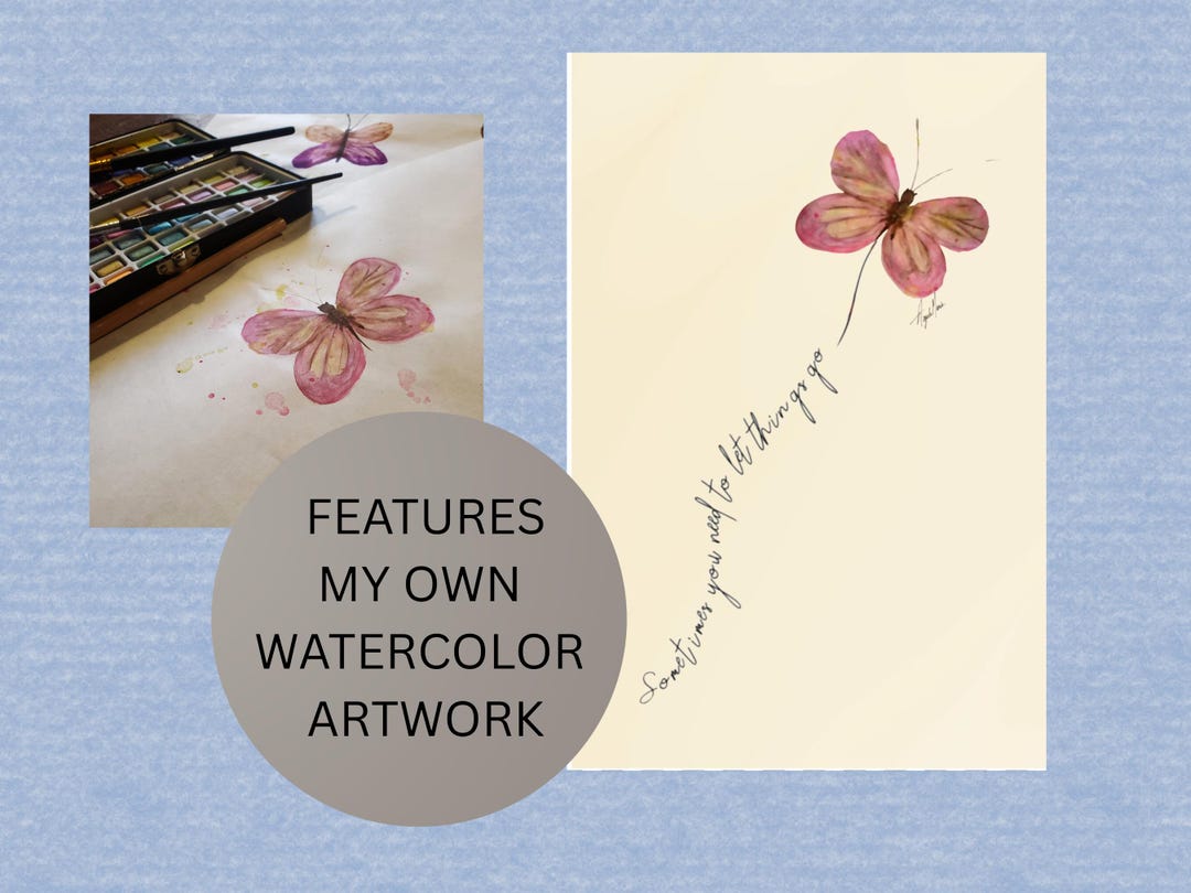 Watercolor Butterfly Card Printable, Encouragement Card With Envelope ...