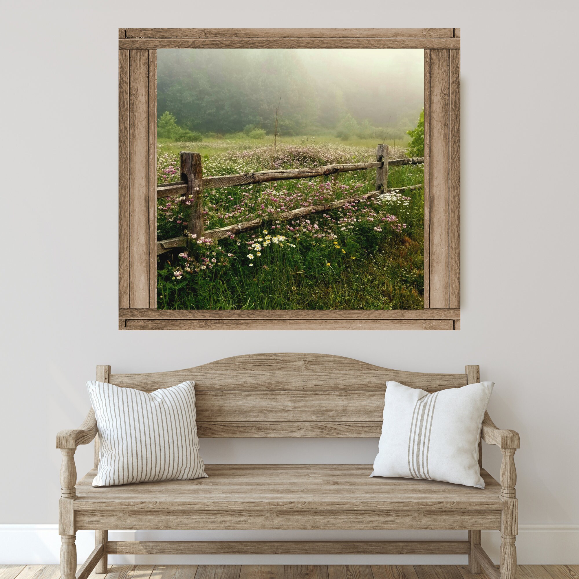 Wildflower Photo, Field of Wildflowers Photo, Wildflowers and A Fence ...