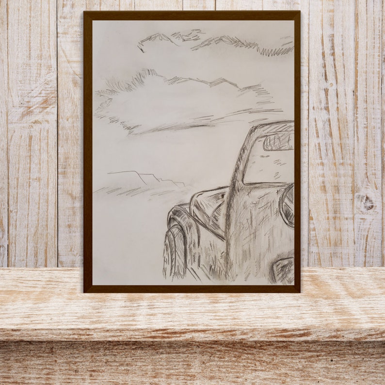 Jeep Photo Printable Jeep Art Jeep Sketch Hand Drawn Jeep - Etsy
