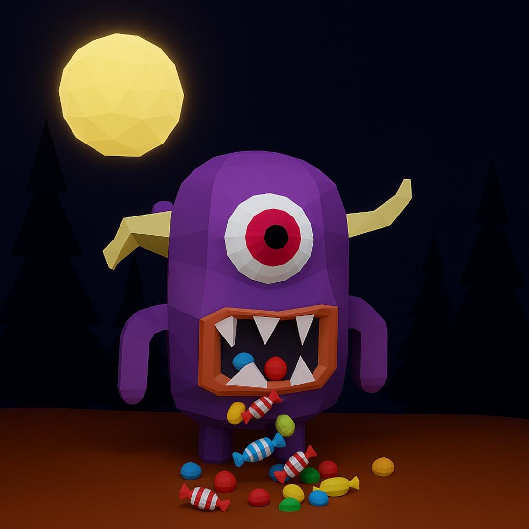 HALLOWEEN MONSTER - PAPERCRAFT - Low Poly - Etsy