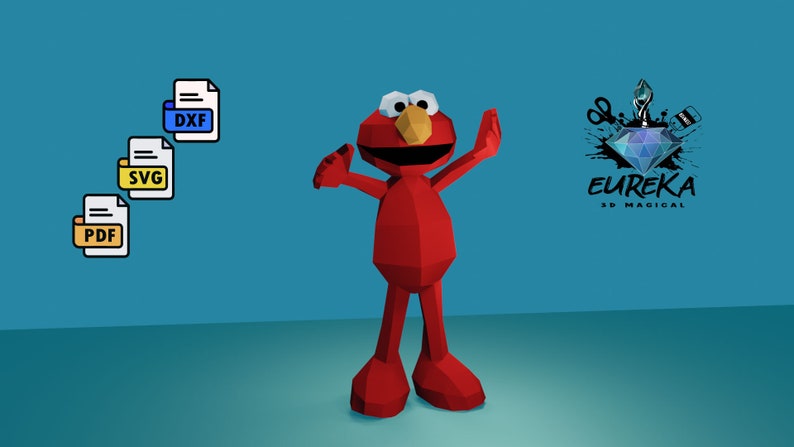 ELMO LOW Poly-papercraft - Etsy