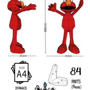 ELMO LOW Poly-papercraft - Etsy
