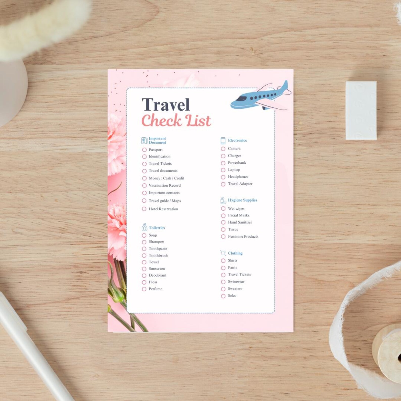 Printable Travel Holiday Checklist Template | Vacation Packing List ...