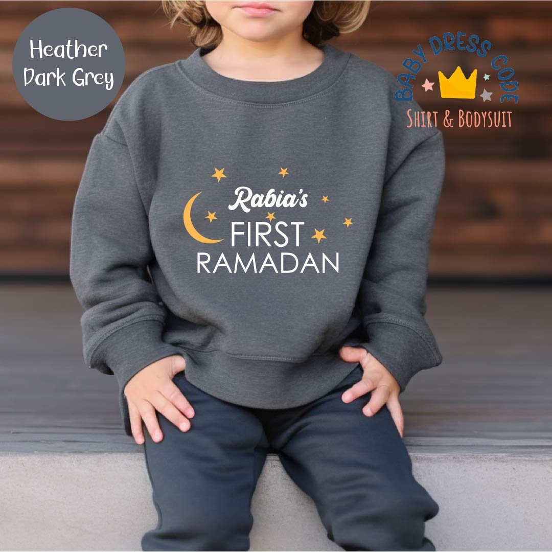 Personalized First Ramadan Youth Sweatshirt: Crescent Moon Islamic Gift ...