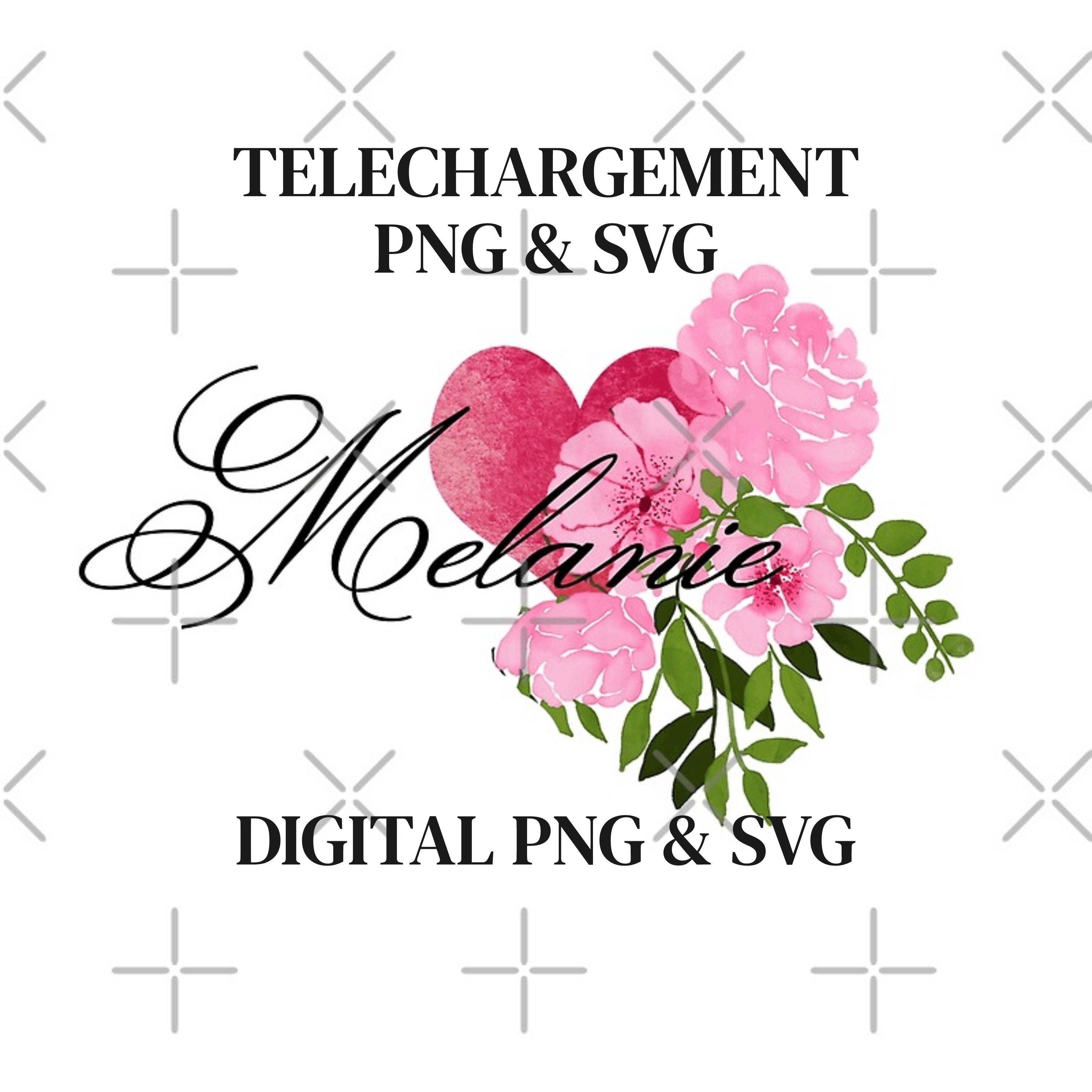 Mélanie SVG Cursive Text Flower Watercolor Personalized First - Etsy