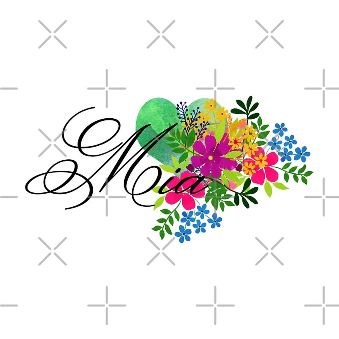 Mia SVG Cursive Text Flower Watercolor Personalized Name - Etsy