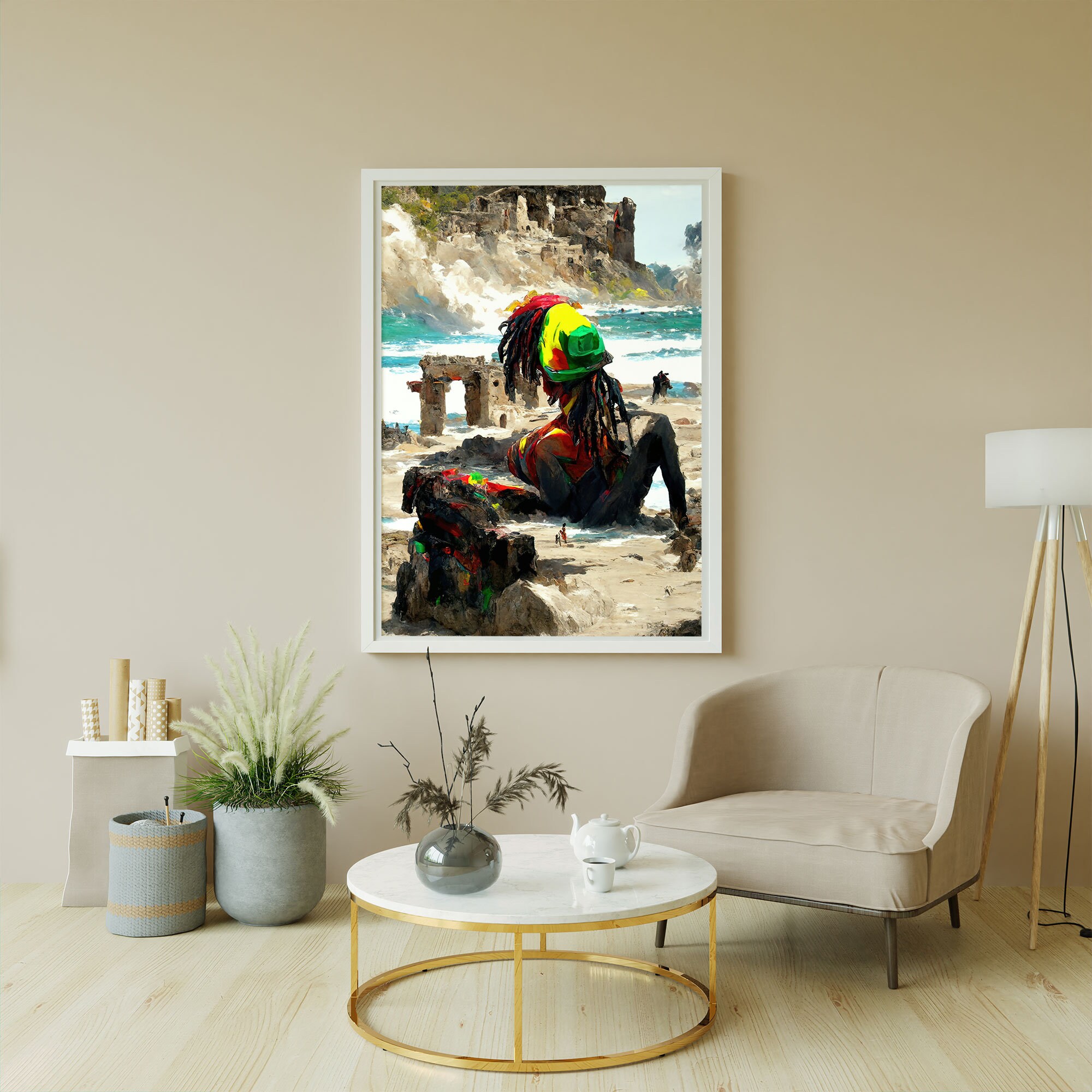 Printable Caribbean Beach Rastafari Poster | Downloadable Digital Art ...