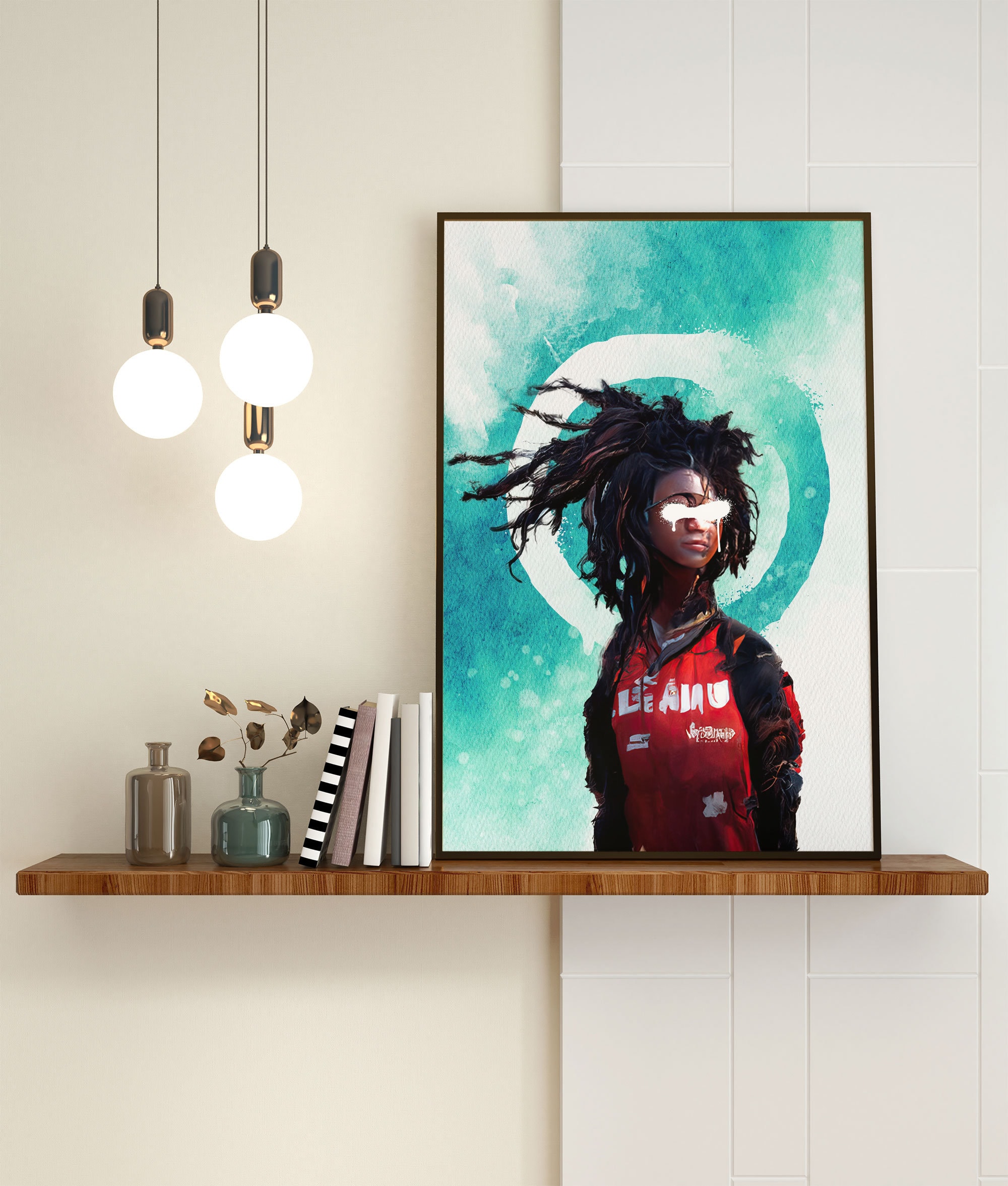 Printable Rasta Girl Wall Art, Green Watercolor Poster, 18x24 ...