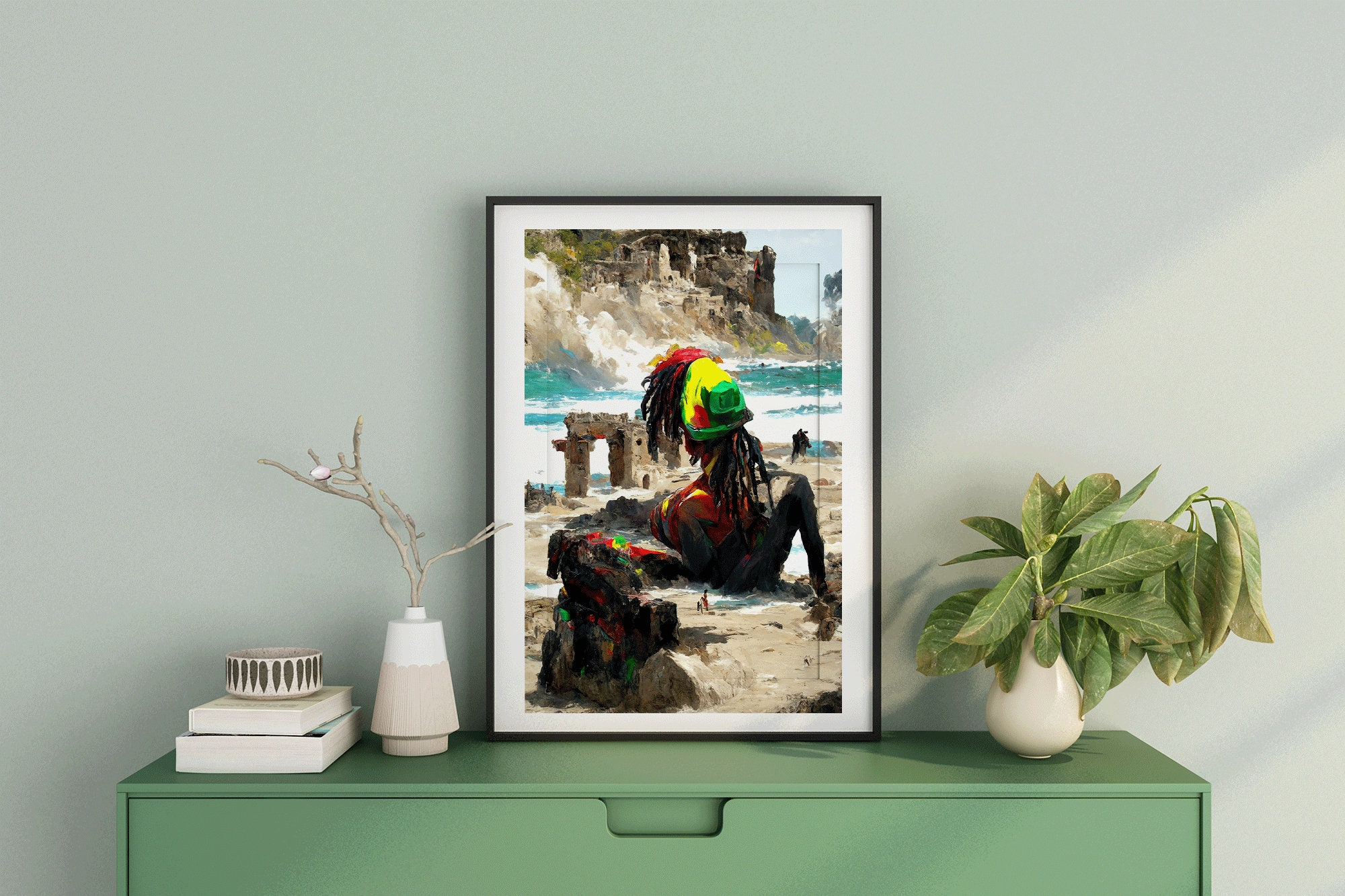 Printable Caribbean Beach Rastafari Poster | Downloadable Digital Art ...