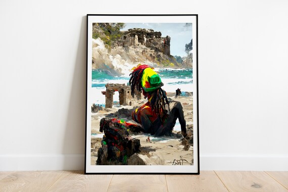 Printable Caribbean Beach Rastafari Poster Downloadable - Etsy