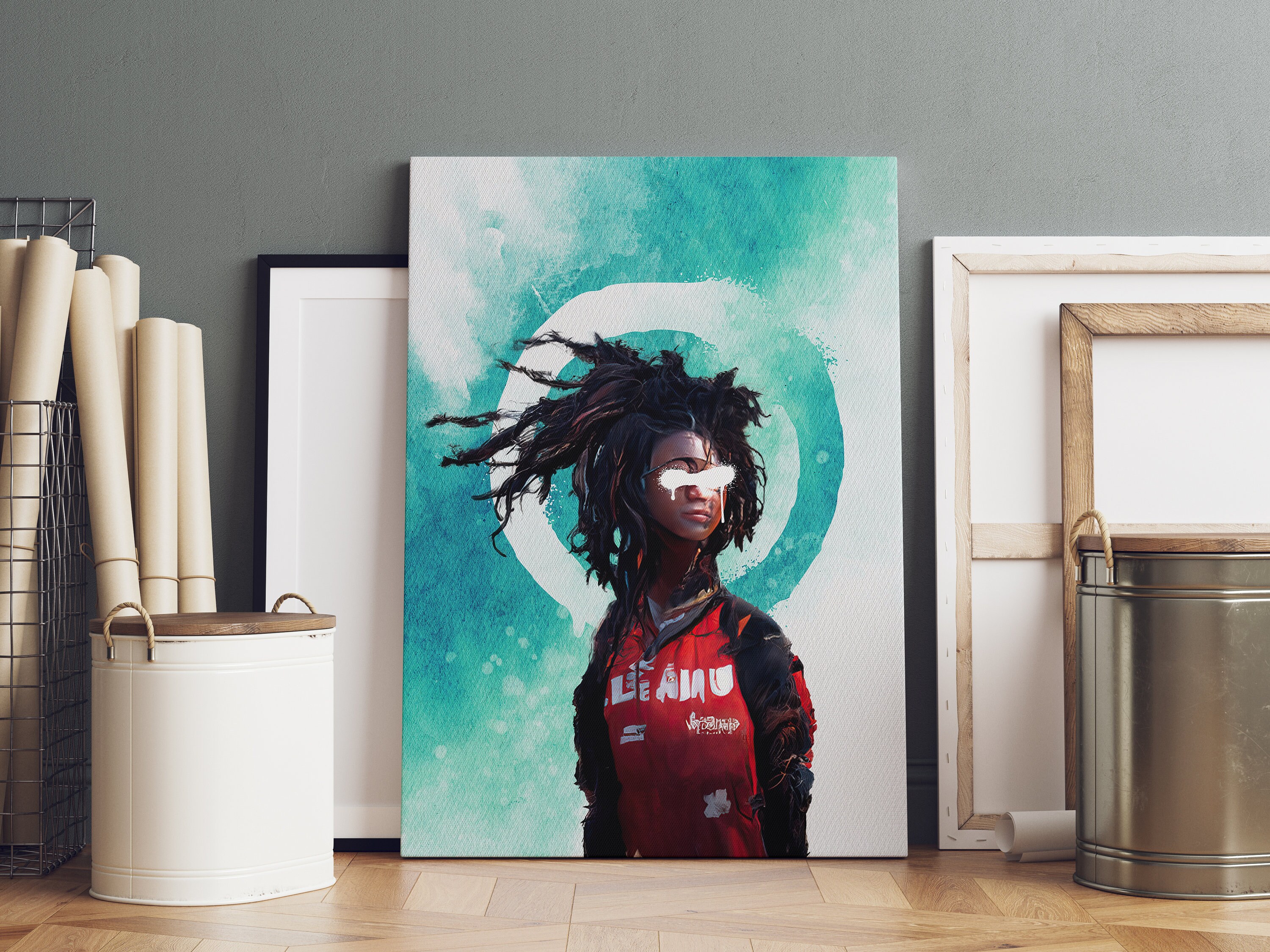 Printable Rasta Girl Wall Art, Green Watercolor Poster, 18x24 ...