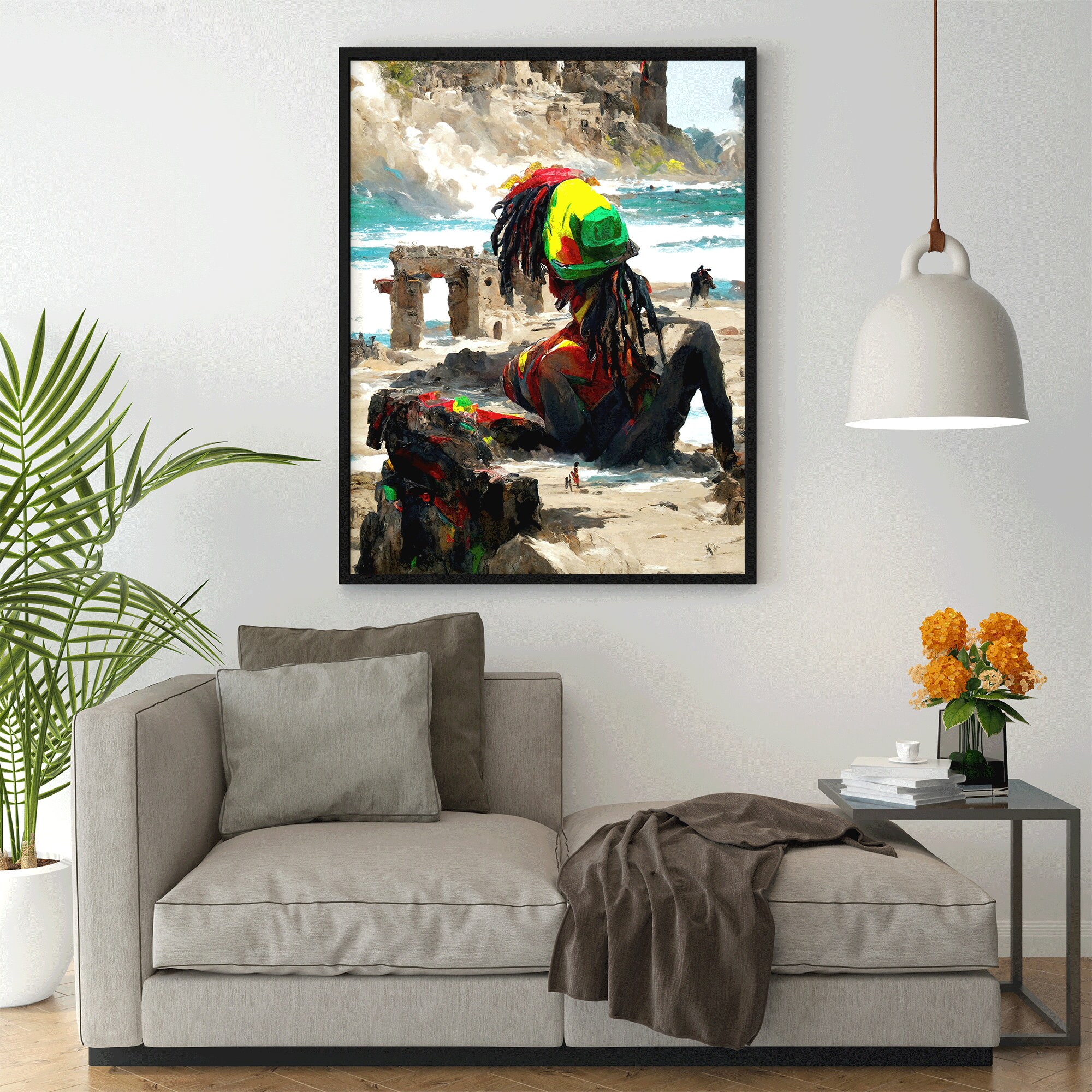 Printable Caribbean Beach Rastafari Poster Downloadable Digital Art ...