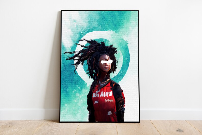 Printable Rasta Girl Wall Art, Green Watercolor Poster, 18x24 ...