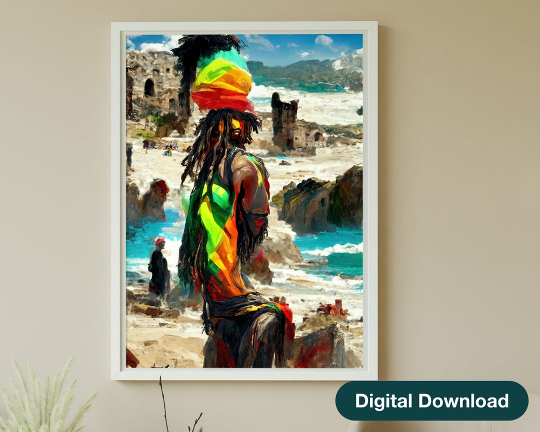 Caribbean Rastafari Poster | Downloadable Digital Art Painting - Etsy