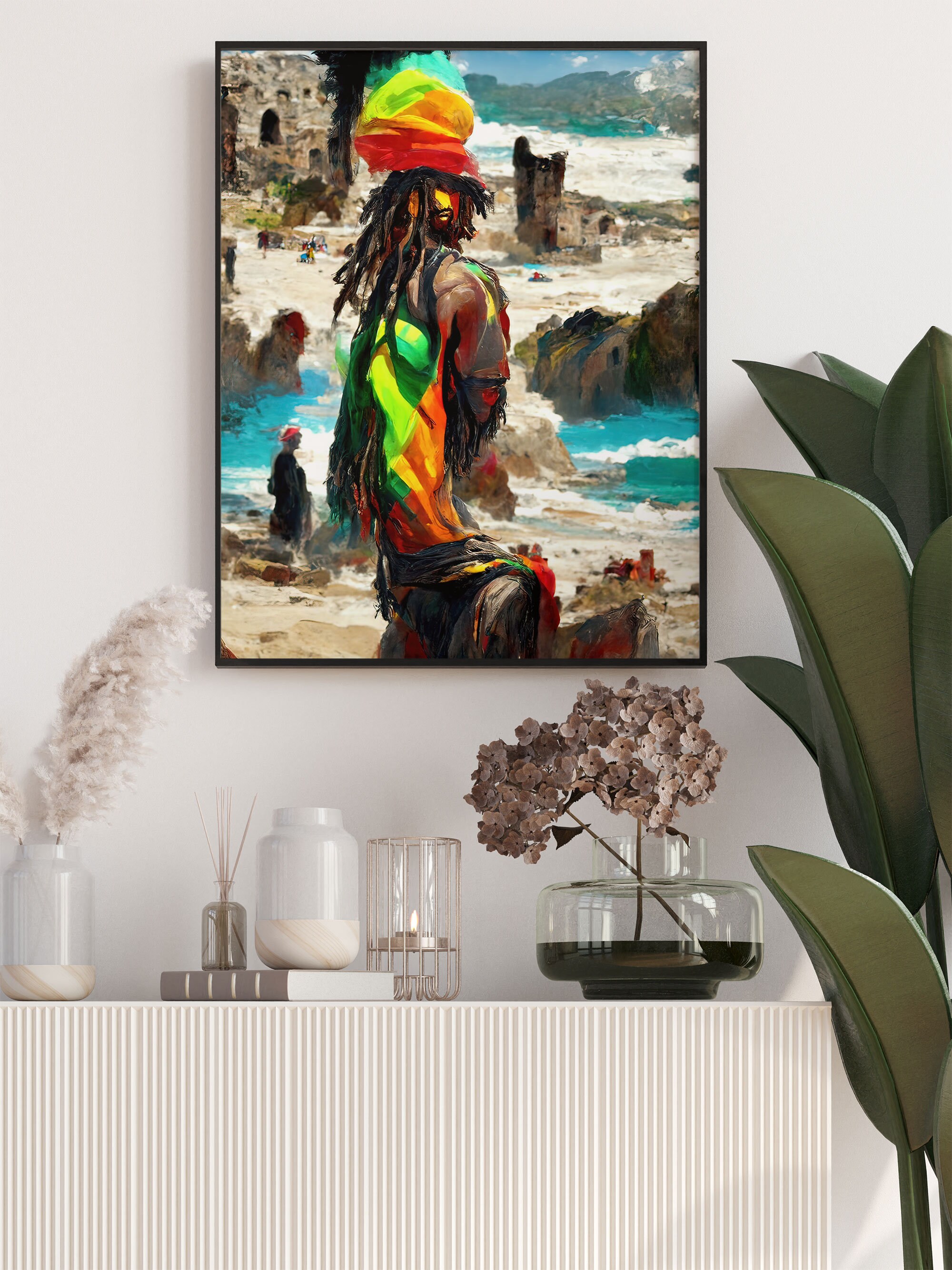 Caribbean Rastafari Poster | Downloadable Digital Art Painting - Etsy