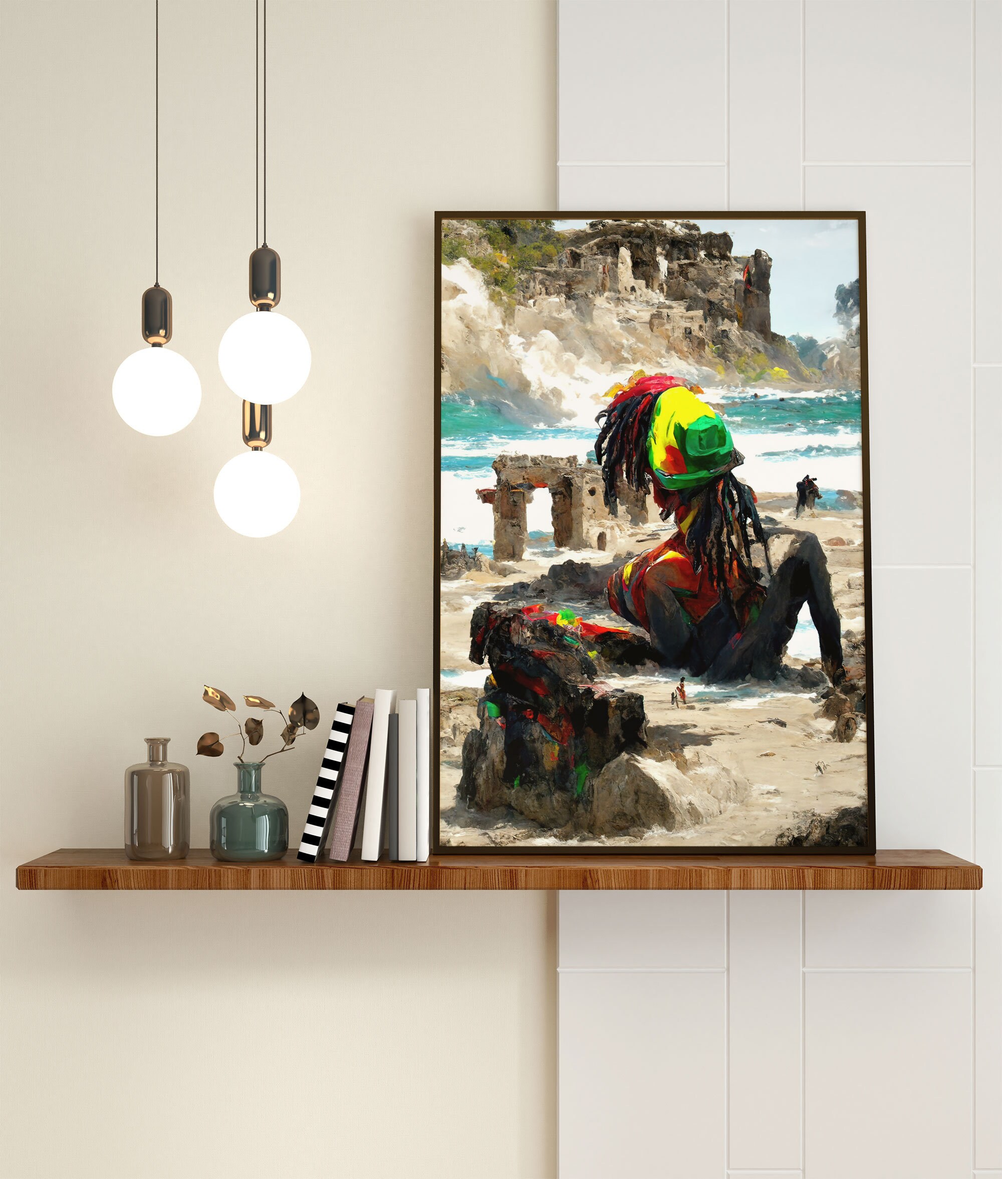 Printable Caribbean Beach Rastafari Poster | Downloadable Digital Art ...