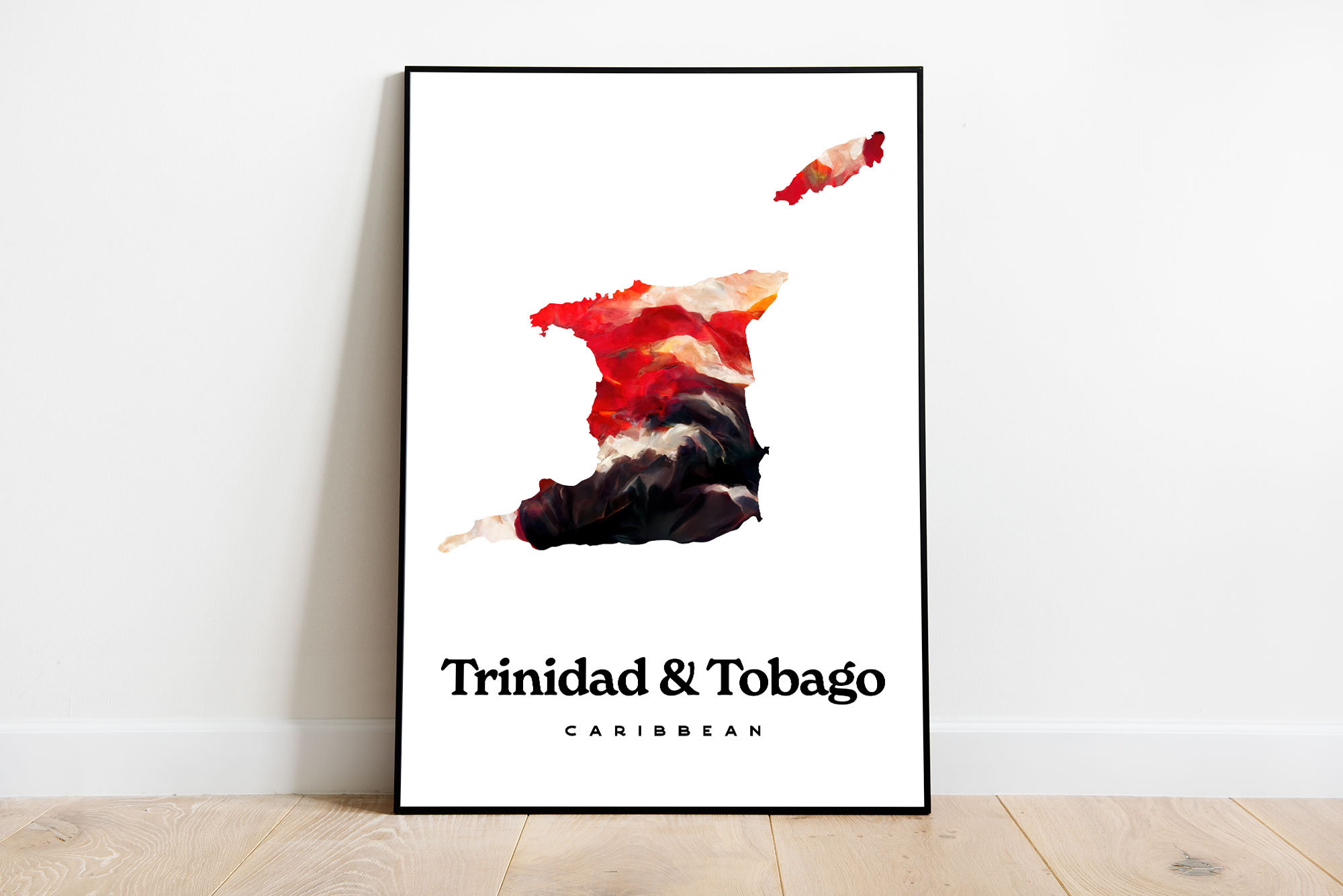 Map of Trinidad & Tobago, Red White and Black Poster, Downloadable ...