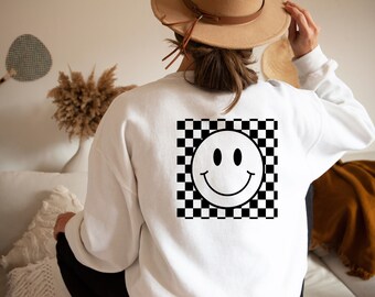 Checkered Smiley Face Shirt - Etsy