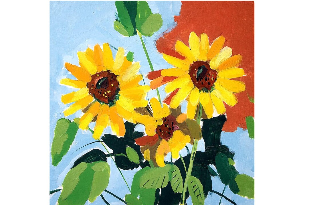 Kansas Painting Sunflowers Original Art Floral Artwork Landscape ...