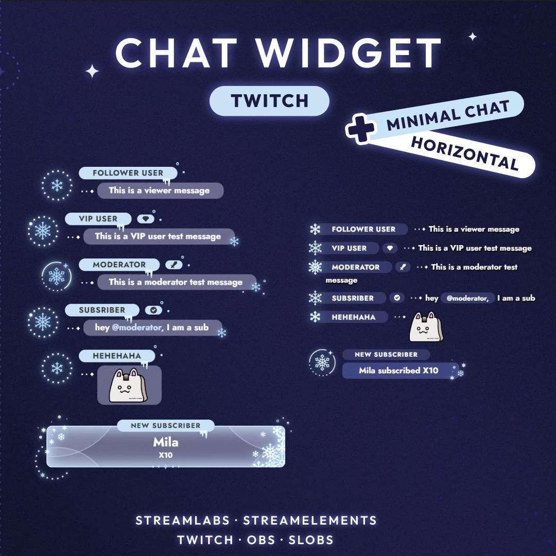 WINTER Chat Widget Twitch + Minimal and Horizontal Version - Etsy