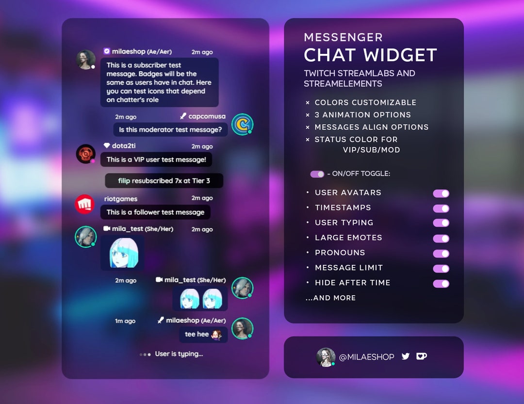 Messenger chat widget with avatars Streamlabs & Streamelements - Etsy ...