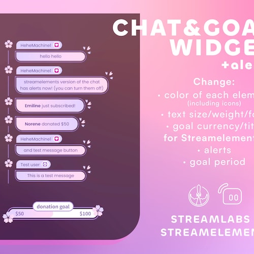 Twitch Chat Widget with Alerts Goal Widget - Etsy Twitch Chat Widget with Alerts Goal Widget - Etsy