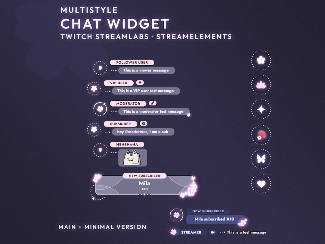 Multistyle Chat Widget + Minimal Version | 6 Decor Options | Twitch - Etsy Multistyle Chat Widget + Minimal Version | 6 Decor Options | Twitch - Etsy