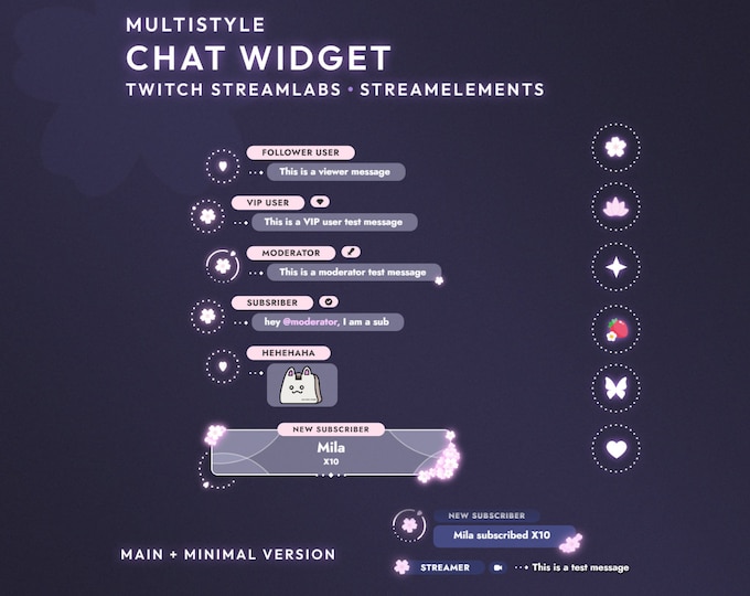 Night Flower Chat Widget Twitch Streamlabs | Streamelements - Etsy Canada