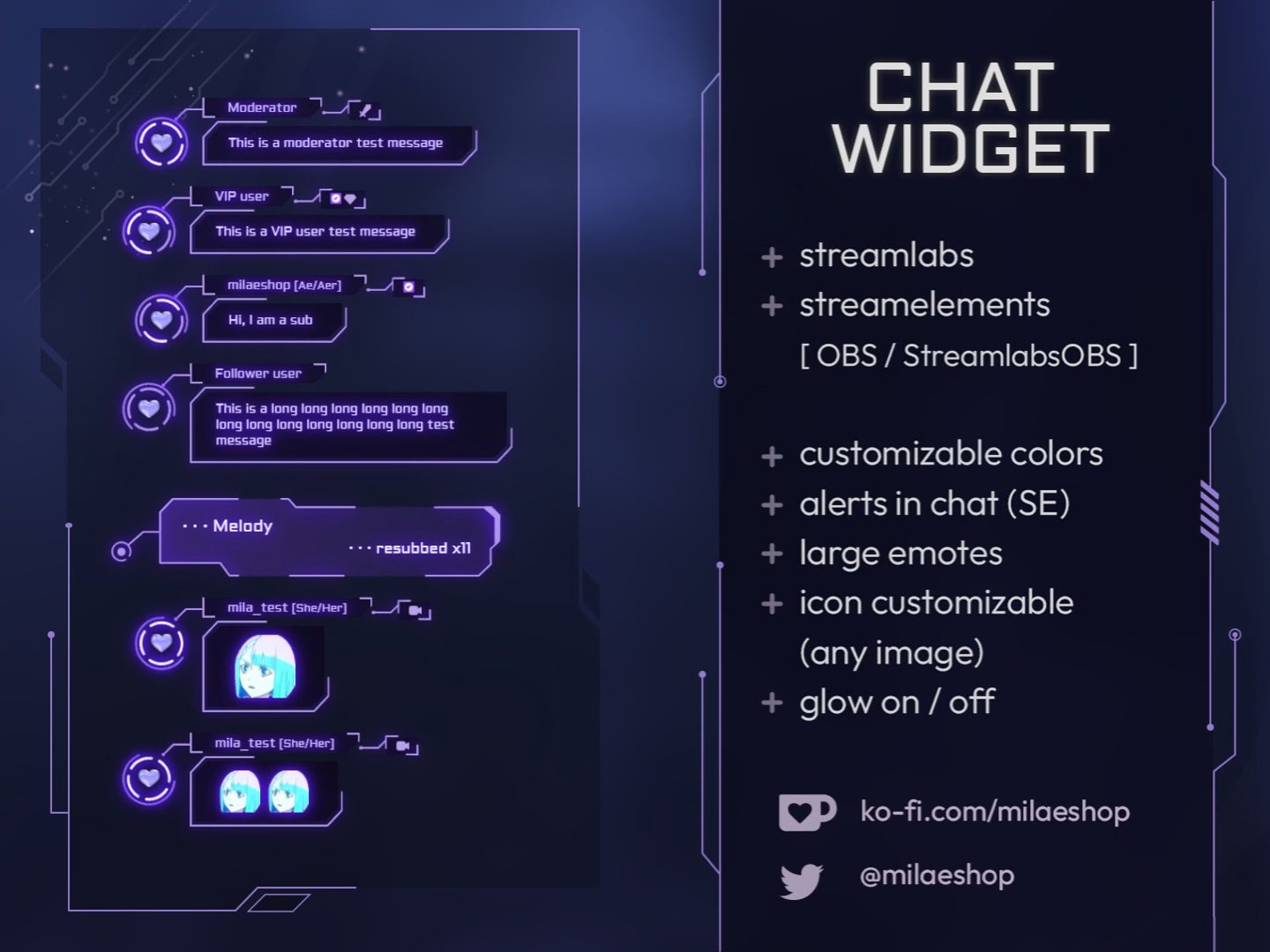 Cyber Style Chat Widget for Twitch Streamelements and Streamlabs - Etsy