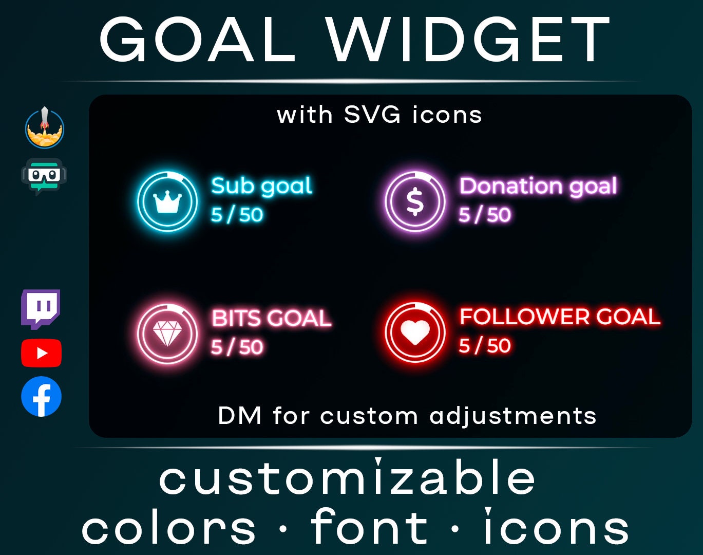 Twitch Goal Widget for Stream Youtube and Facebook - Etsy