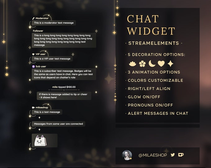 Night Flower Chat Widget Twitch Streamlabs | Streamelements - Etsy Canada
