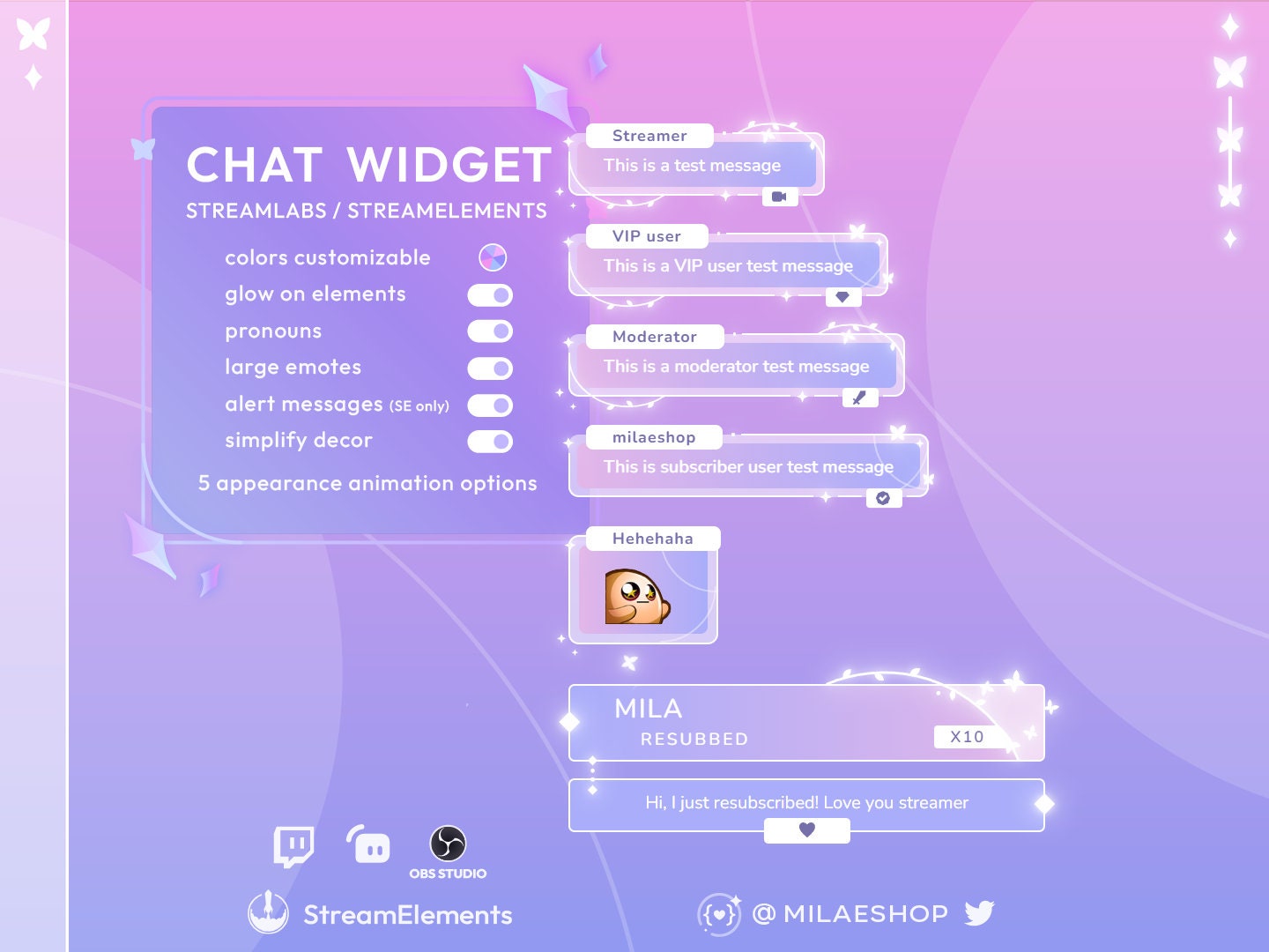 Butterfy Chat Widget Twitch Streamlabs | Streamelements - Etsy