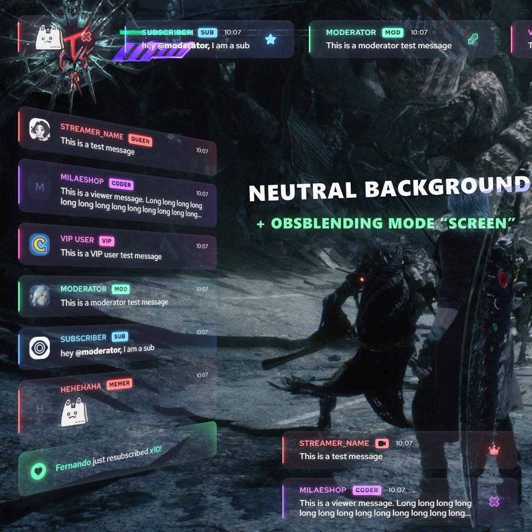 Glowy Chat Widget | Horizontal and Vertical | Twitch Streamelements - Etsy
