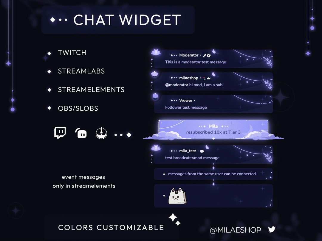 Night Flower Chat Widget Twitch Streamlabs | Streamelements - Etsy