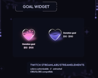 Custom Cute Heart Chat and Goals Widgets for Twitch / Animated Stream ...