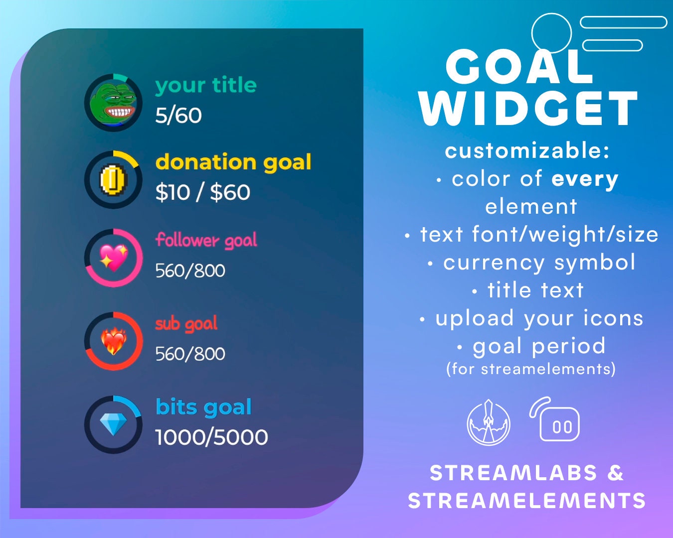 Twitch Goal Widget for Stream - Etsy