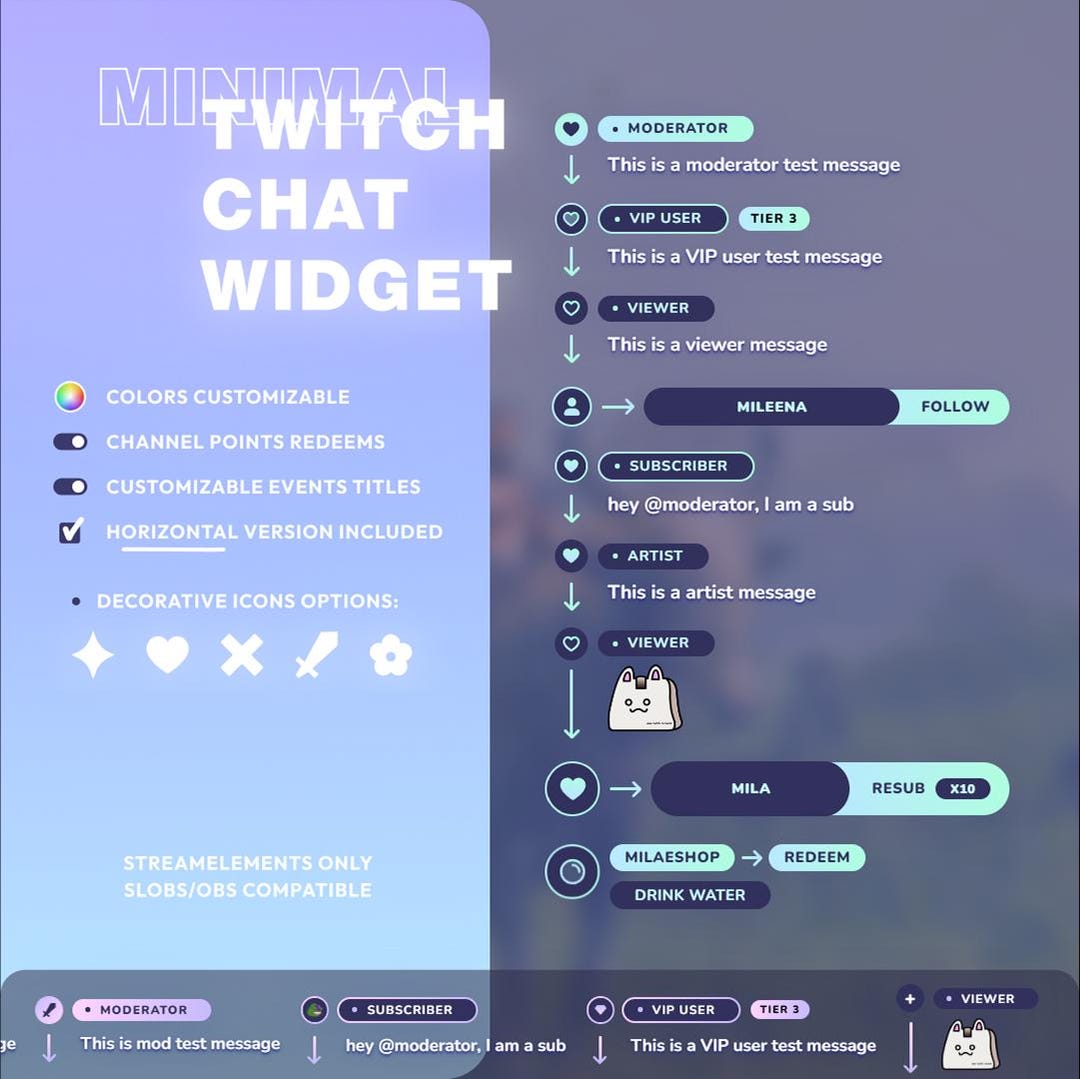 Gradient Mininal Twitch Chat Widget | Streamelements - Etsy